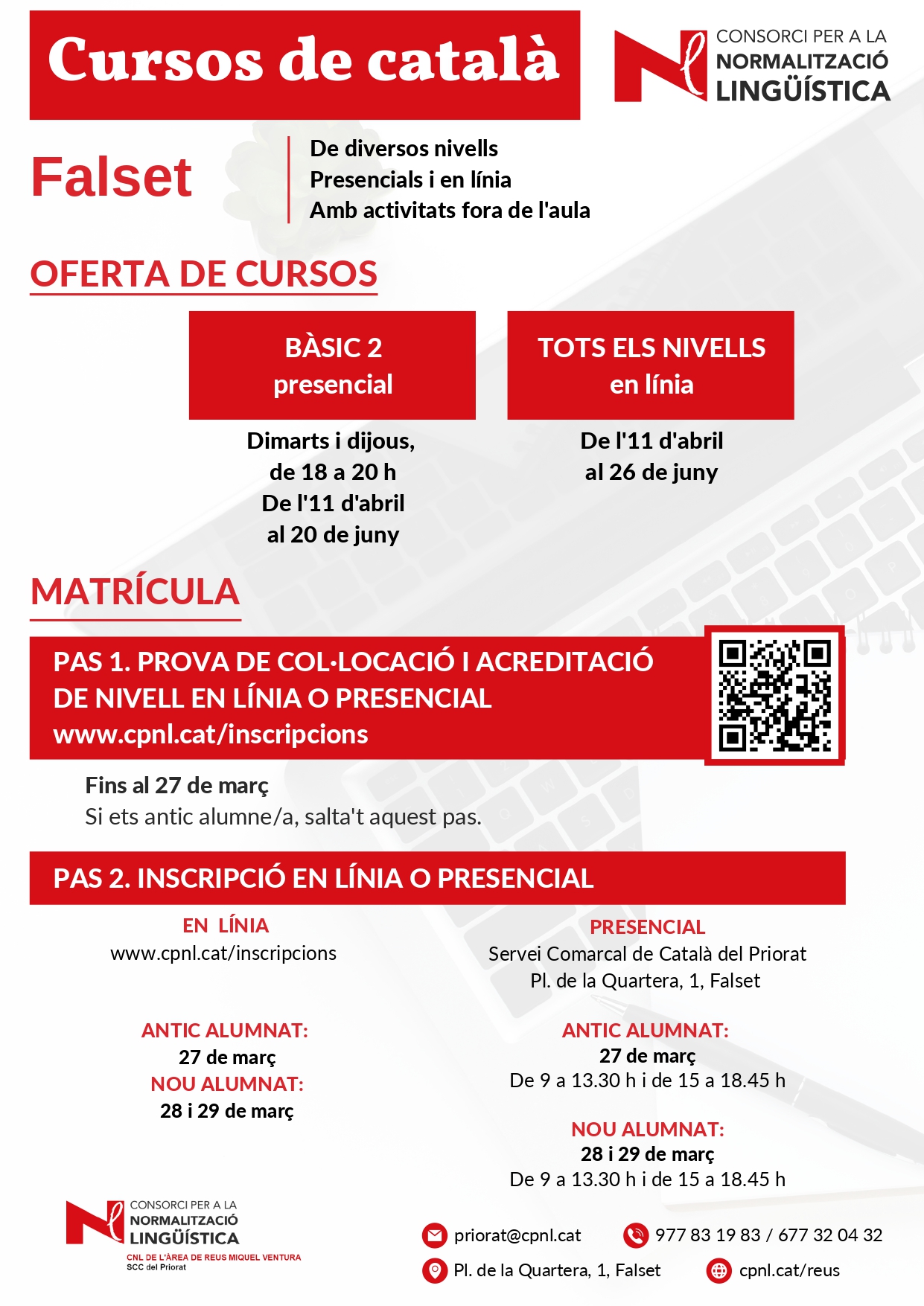 El CNL de l’Àrea de Reus organitza 47 cursos amb 1.100 places a Reus, Cambrils, Falset i l ...